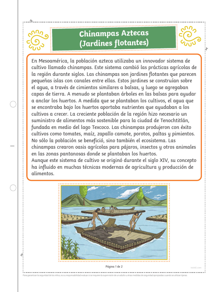 Comprensión de Lectura Chinampas Aztecas | PDF | Agricultura