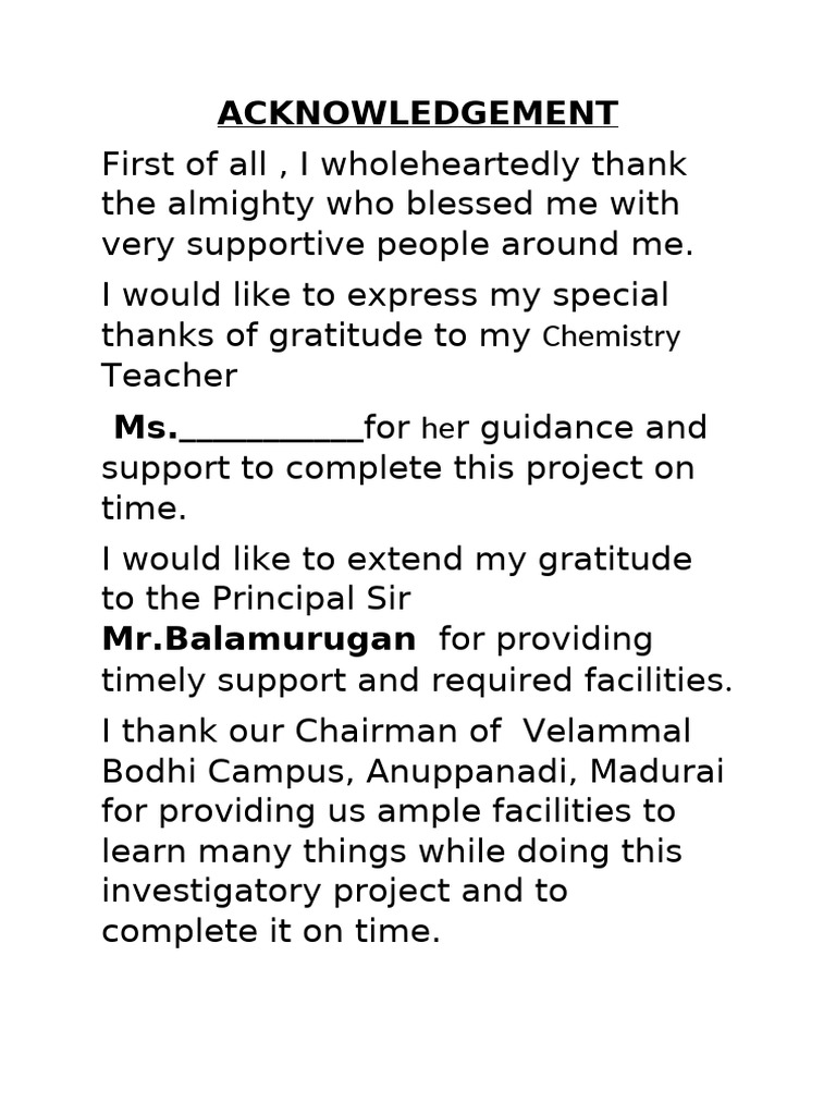 Chemistry Acknowledgement | PDF