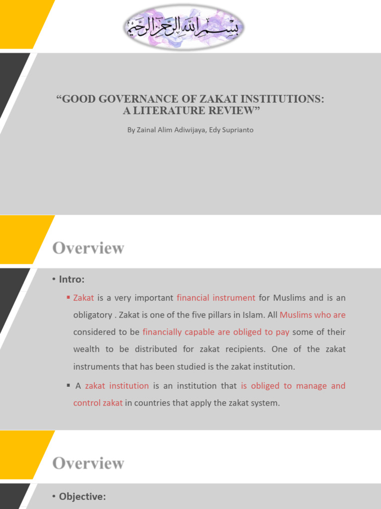 Article Review - GOOD GOVERNANCE OF ZAKAT INSTITUTIONS: A LITERATURE REVIEW | PDF
