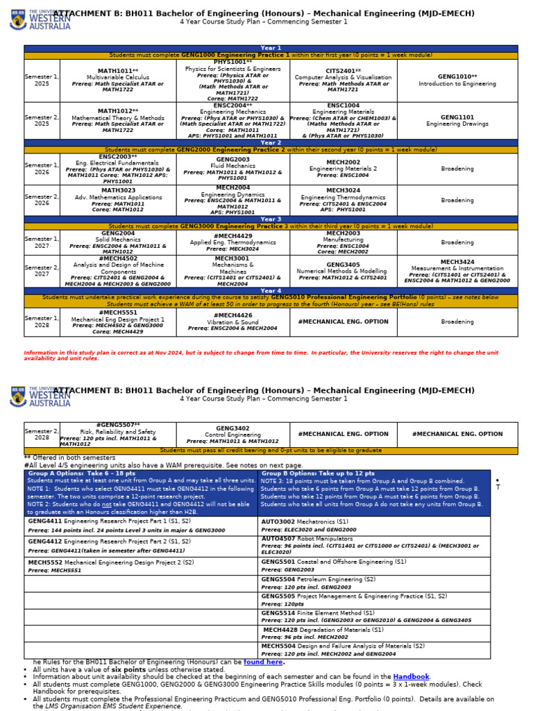 Mechanical Engineering 1st Year Syllabus 2025 | PDF | Mathematics | Physics