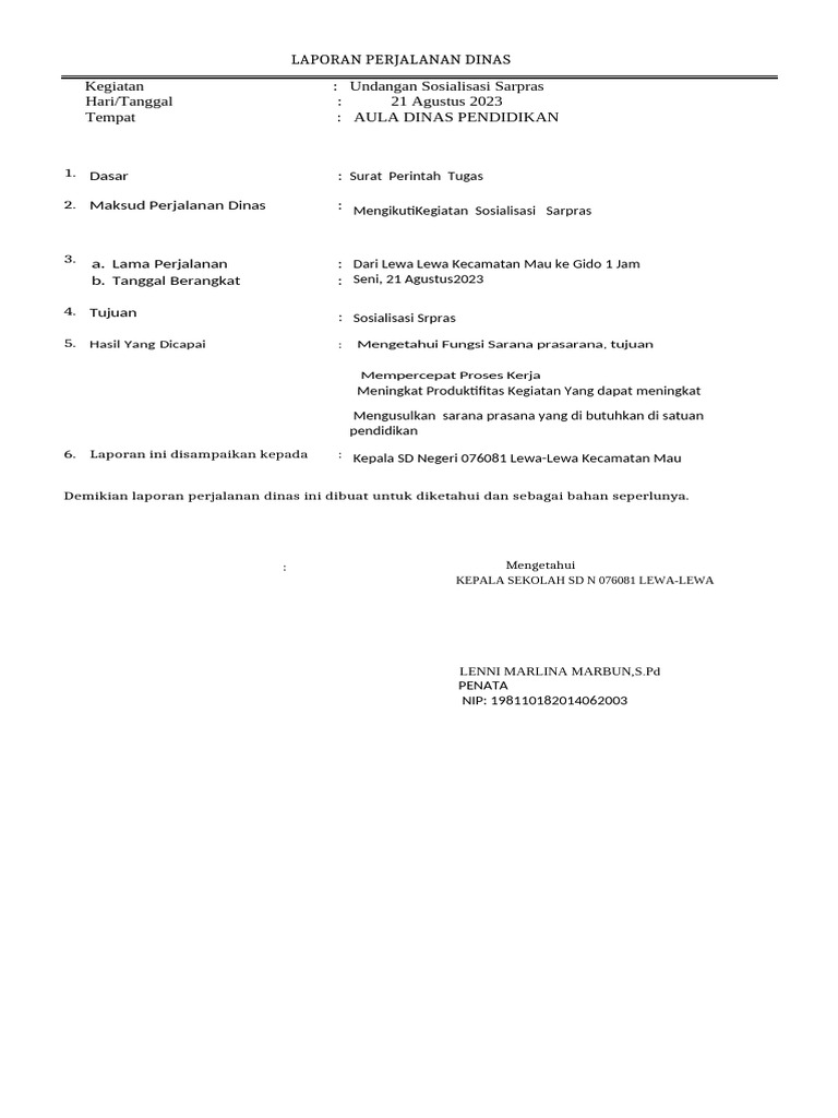 Laporan Sarpras | PDF