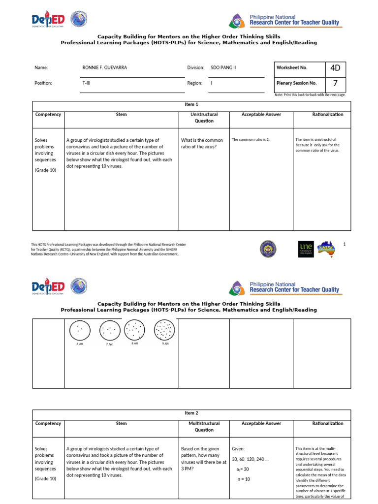 Worksheet#4D SDOPangasinan2 RFG | PDF | Virology