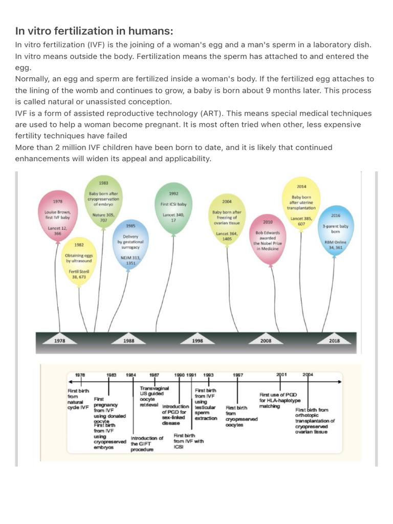In Vitro Fertilization in Humans: PDF | PDF | In Vitro Fertilisation ...