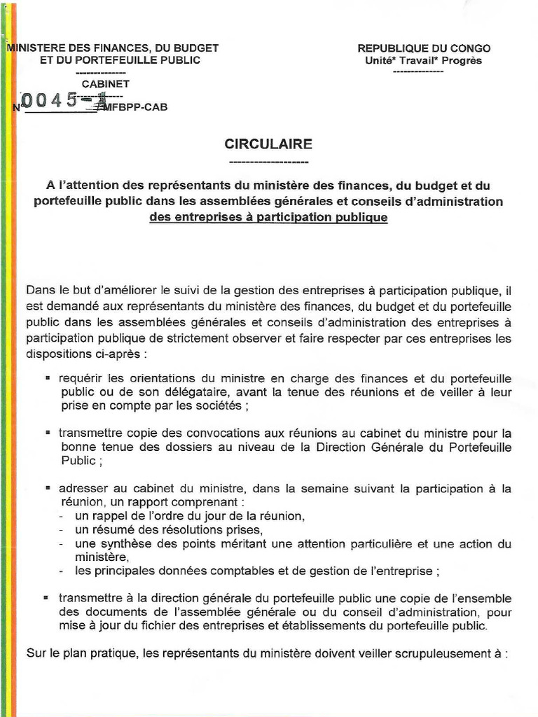 Circulaire Administrateurs MFBPP | PDF