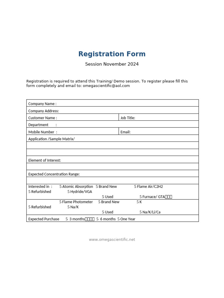 November 2024 Training Registration Form | PDF