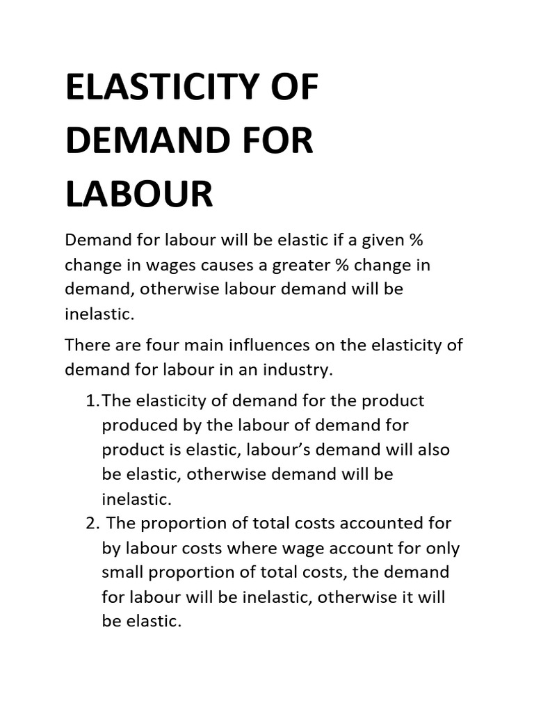 Elasticity of Demand For Labour | PDF