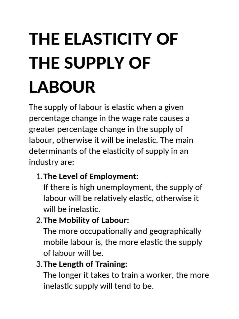 The Elasticity of the Supply of Labour | PDF | Labour Economics | Demand