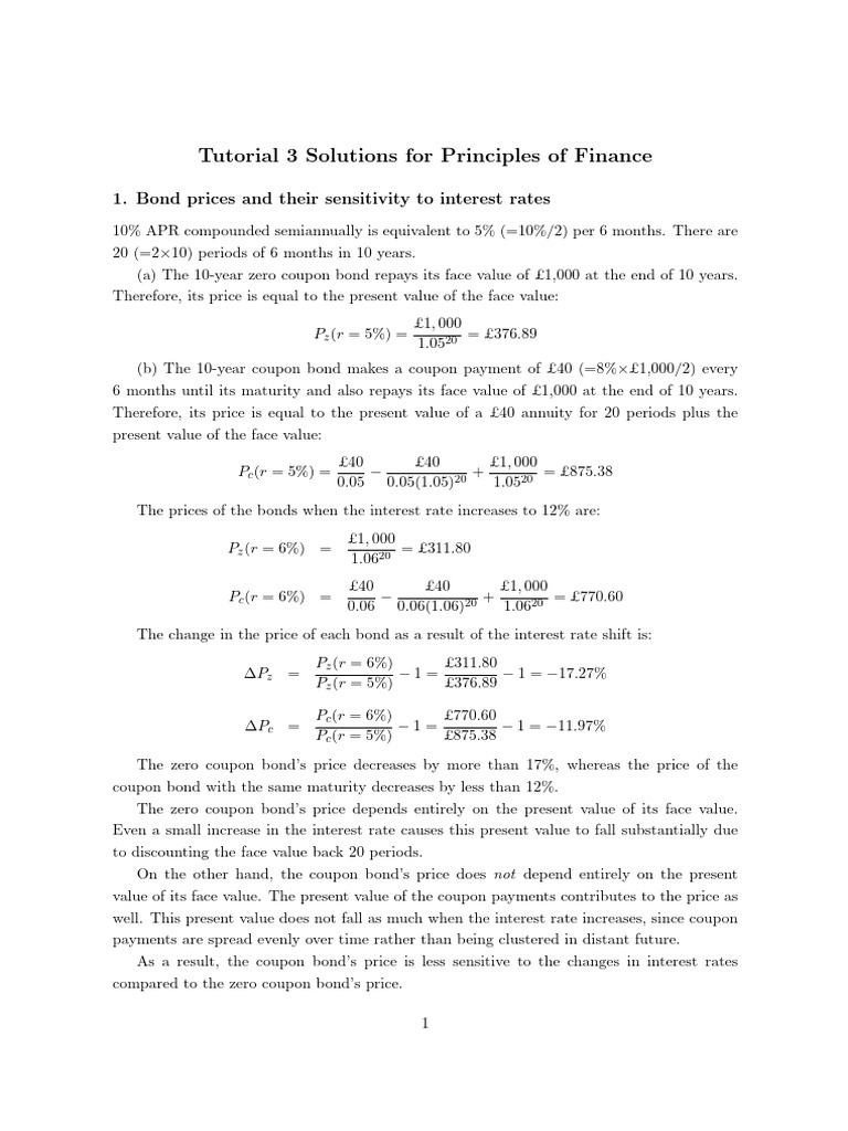 PoF Tutorial 3 Solutions | PDF | Yield (Finance) | Bonds (Finance)