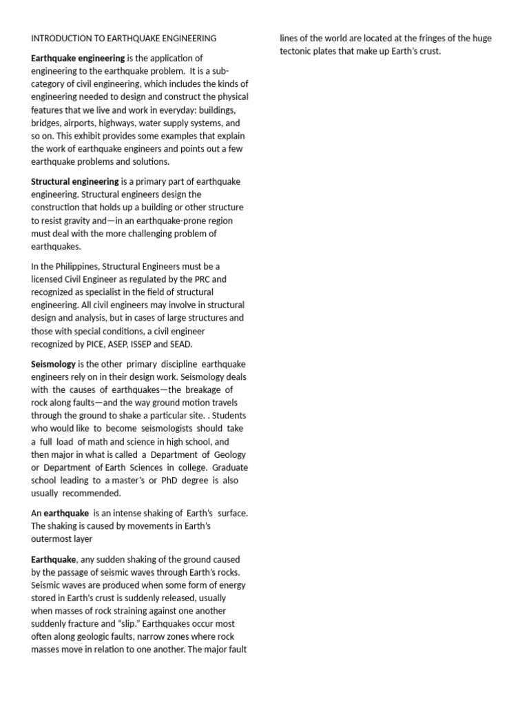 Earthquake Engineering Basics Explained | PDF