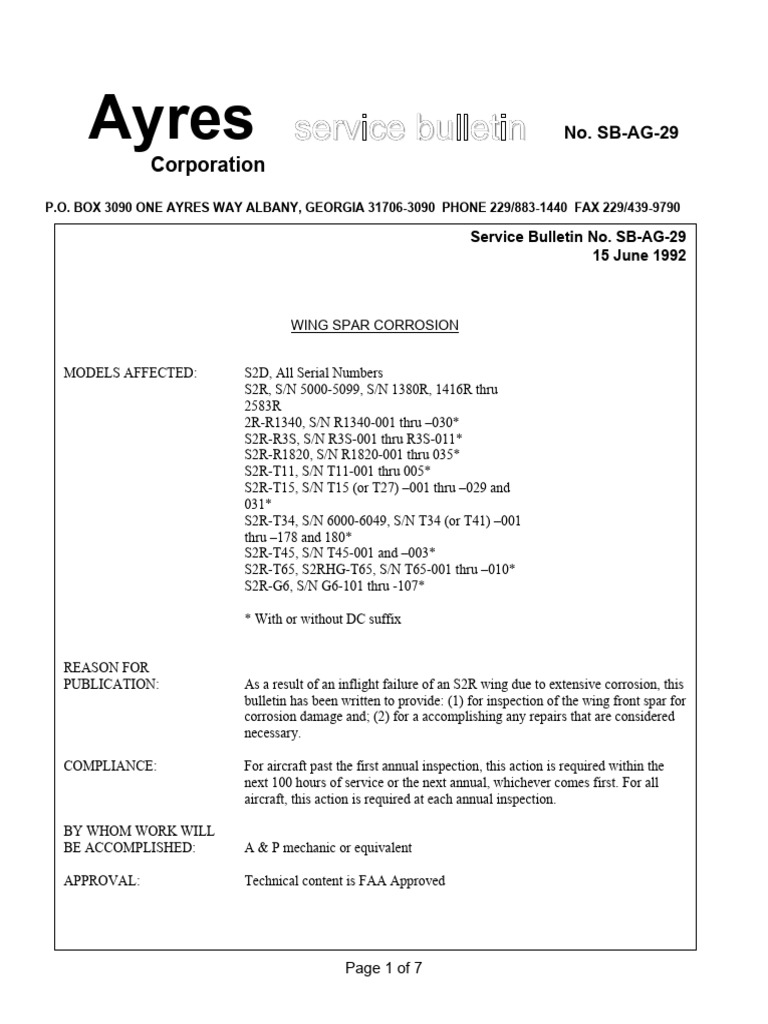 Sb-Ag-29 Wing Spar Corrosion | PDF | Corrosion | Materials