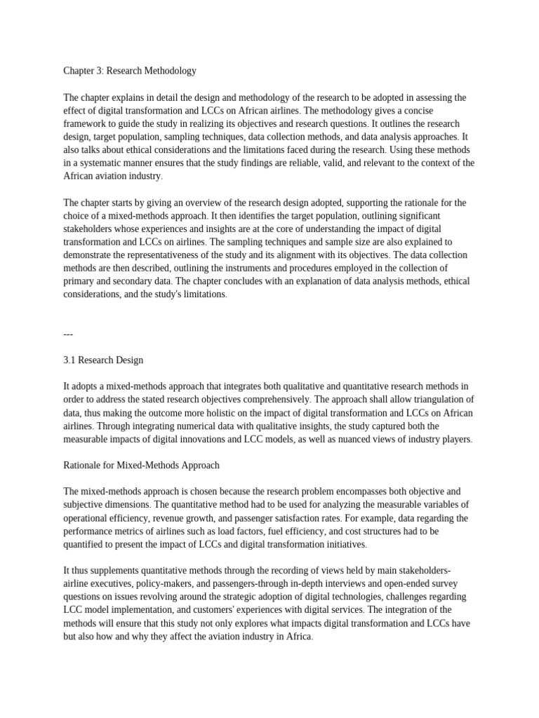 Chapter 3 - Research Methodology | PDF | Survey Methodology | Methodology