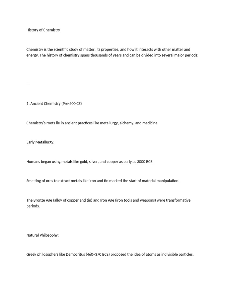 Evolution of Chemistry Through Ages | PDF | Chemistry | Alchemy