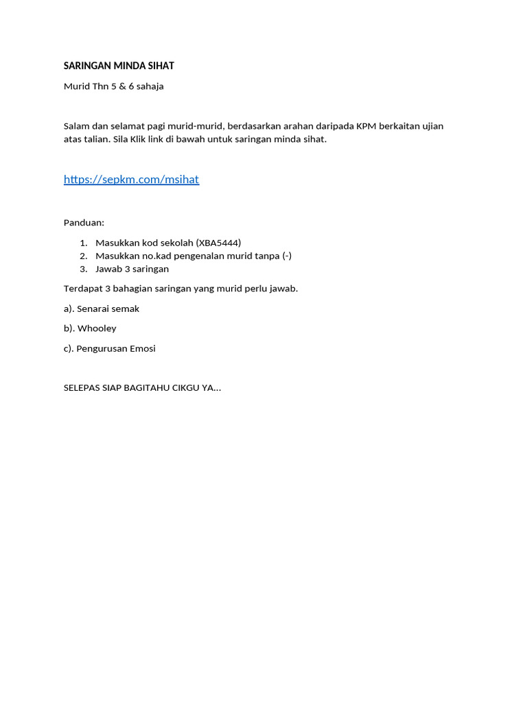 Saringan Minda Sihat | PDF