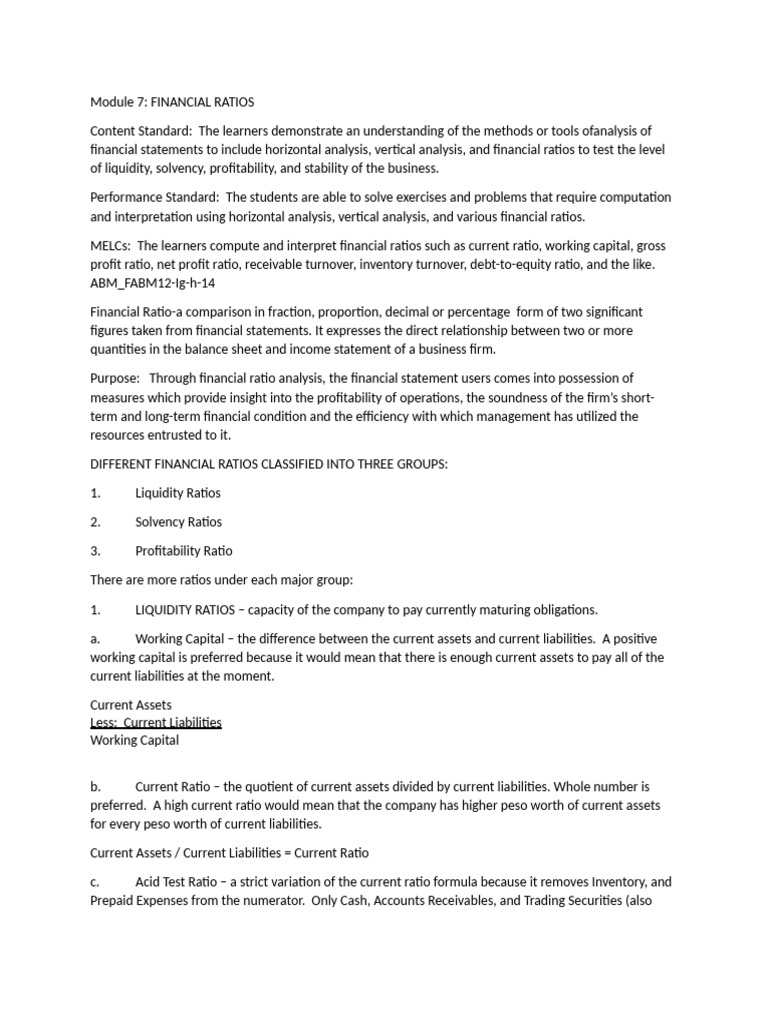 Financial Ratios Students | PDF | Equity (Finance) | Financial Ratio