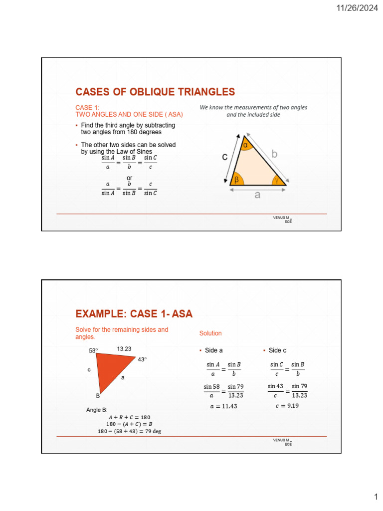 Plane Trigonometry Part 2 (Oblique Triangles) | PDF | Triangle ...