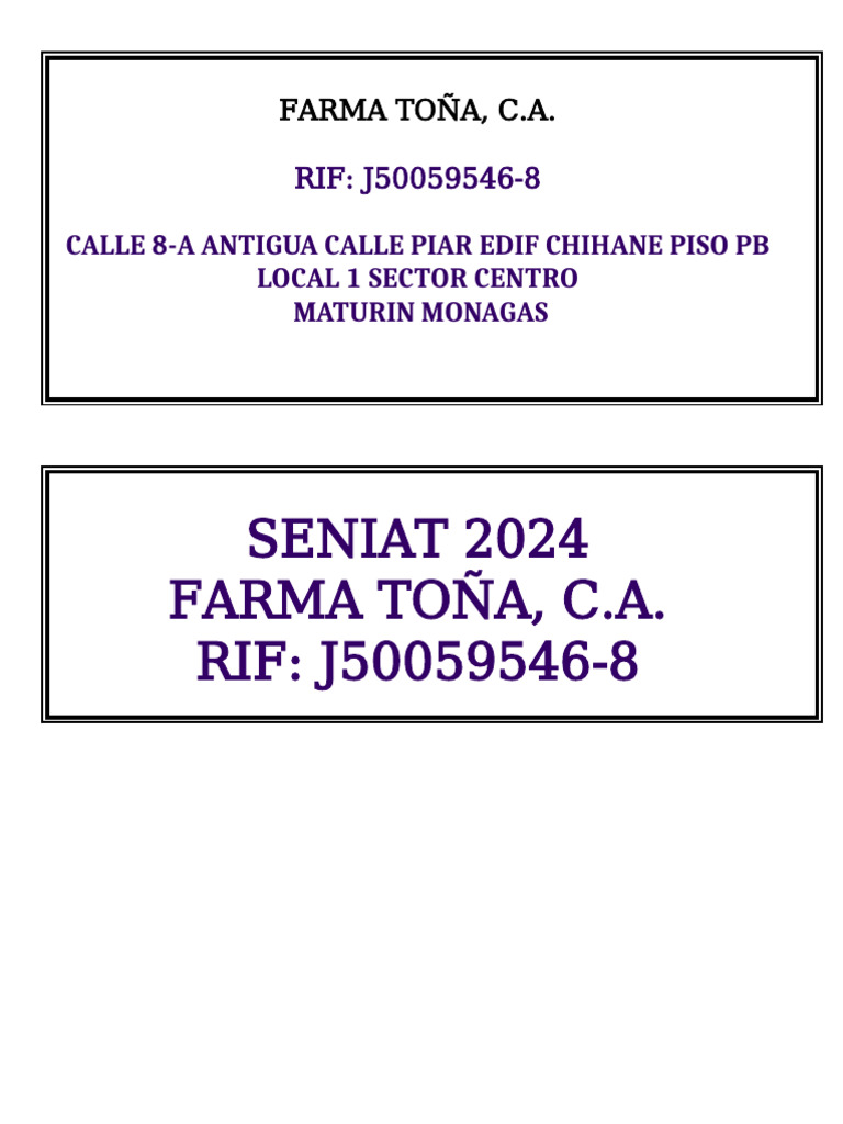 Obligaciones Fiscales de Farma Toña 2024 | PDF | Economias