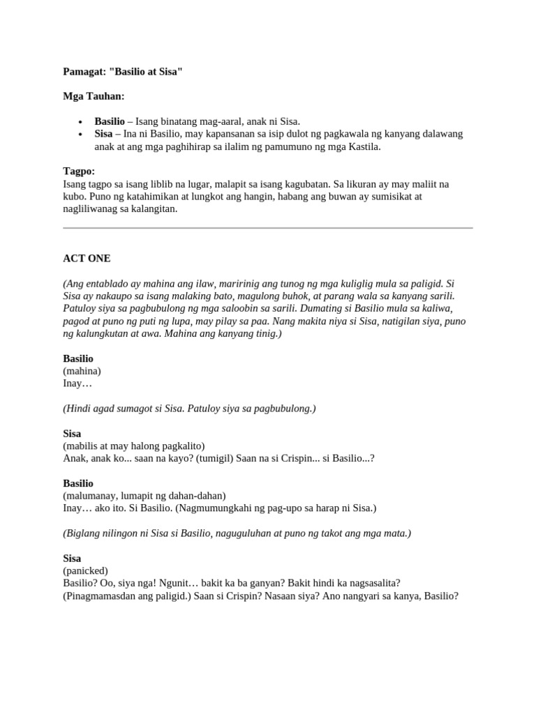 Basilio at Sisa | PDF