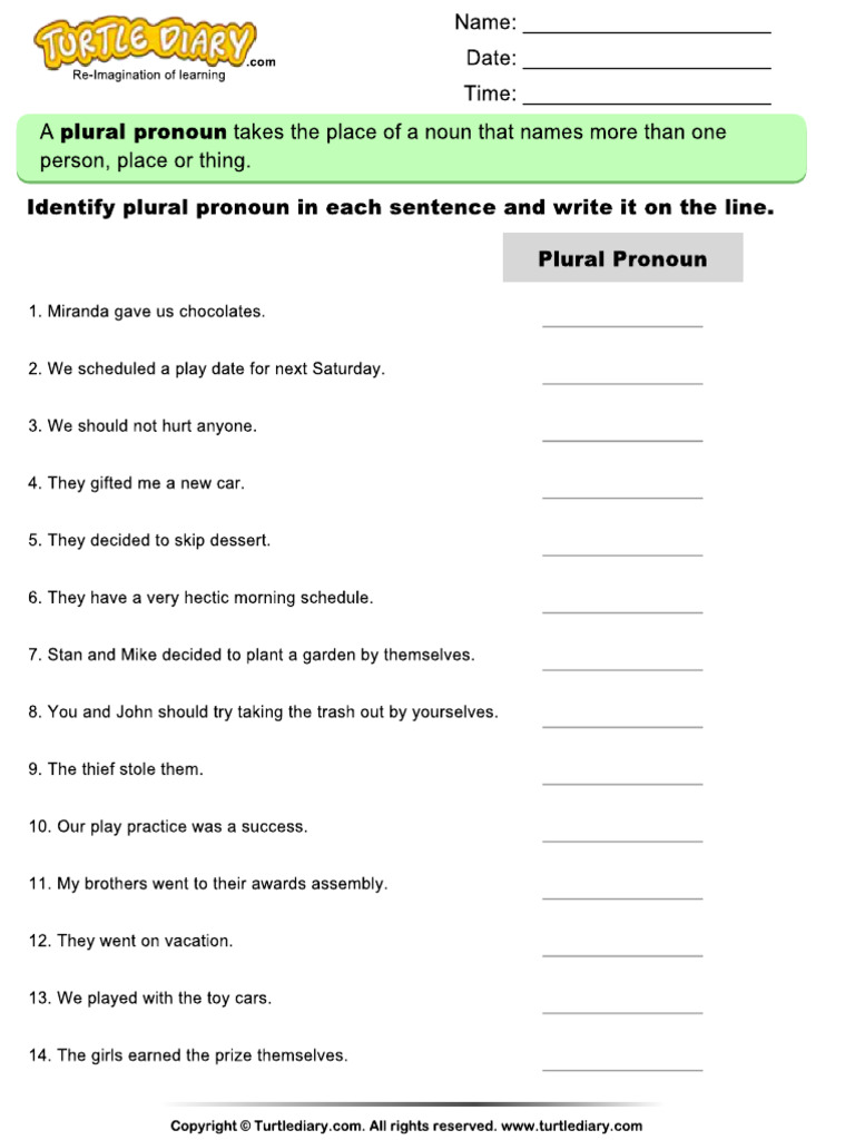 Identify and Write Plural Pronouns | PDF