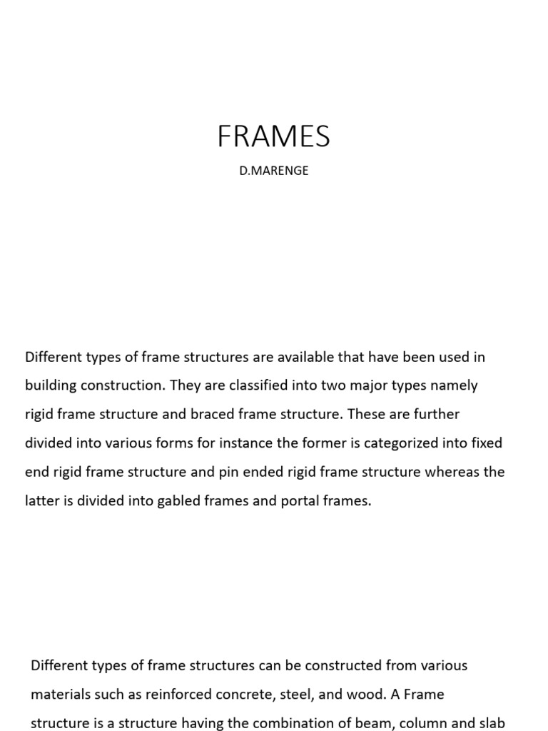 Lecture 2 - Frames | PDF | Framing (Construction) | Beam (Structure)