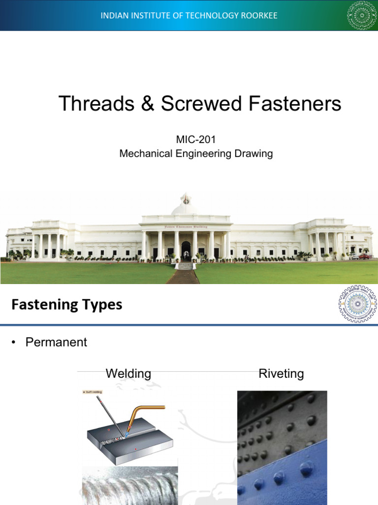 Lecture-4 (Threads and bolts) | PDF | Screw | Nut (Hardware)
