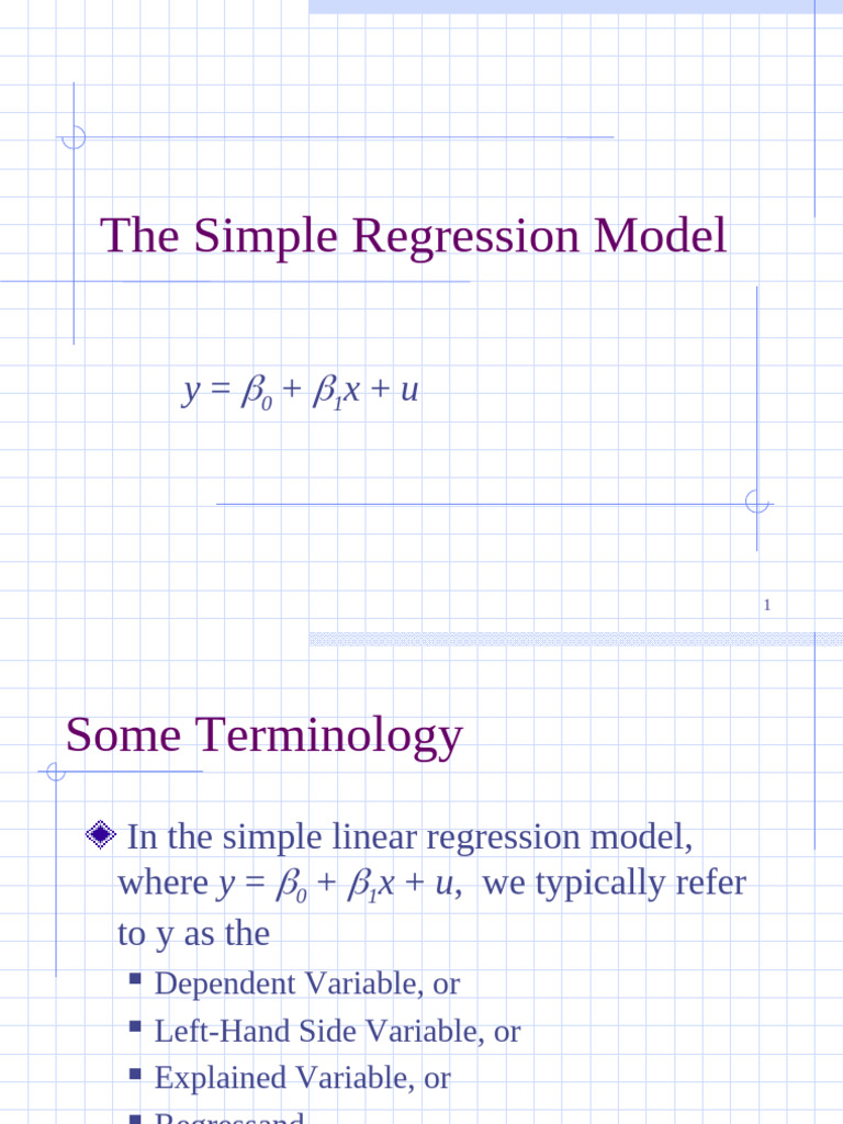 1- The Simple Regression Model | PDF | Ordinary Least Squares | Errors ...