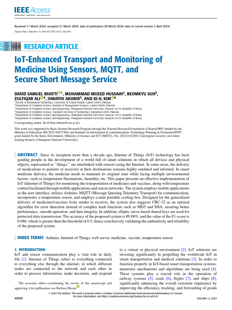 IoT-Enhanced Transport and Monitoring of Medicine Using Sensors MQTT and Secure Short Message ...
