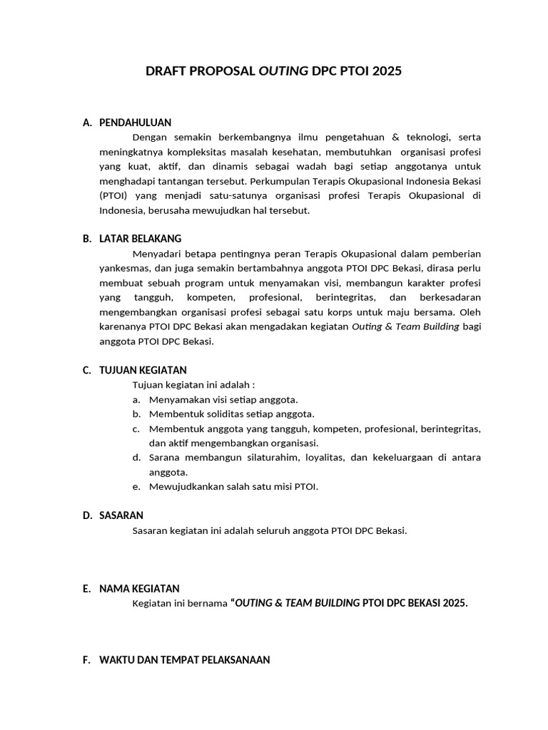 Proposal Outing DPC Ptoi 2025 | PDF