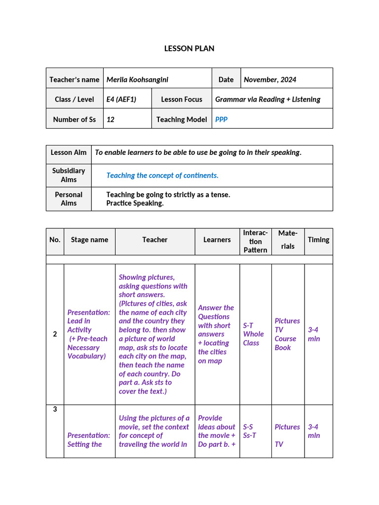 Lesson Plan Nov 2024 | PDF | Cognitive Science | Linguistics