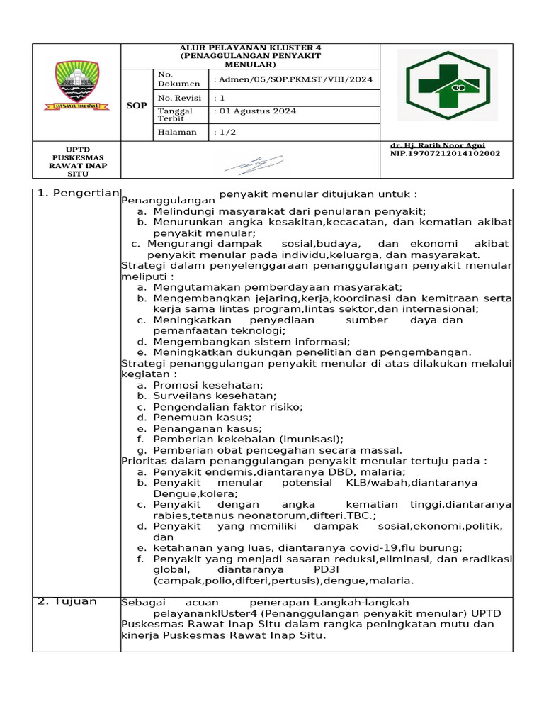 Sop Alur Pelayanan Kluster 4 | PDF