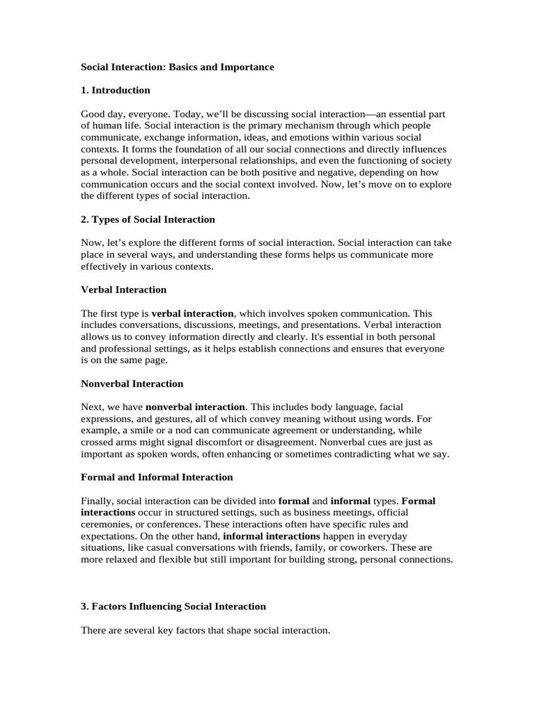 Social Interaction | PDF | Nonverbal Communication | Communication