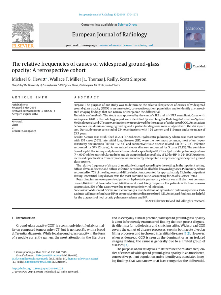 Causes of Widespread Ground-Glass Opacity | PDF | Medicine | Causes Of ...