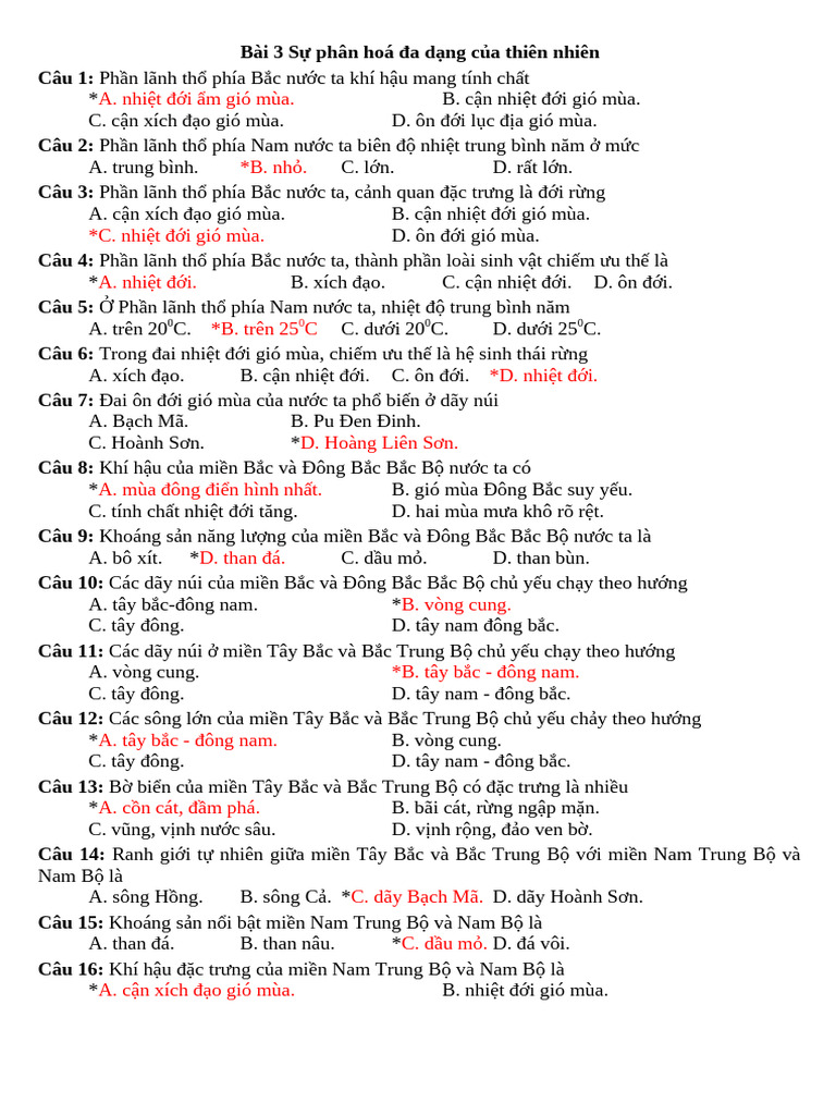 Bài 3 S Phân Hoá Đa D NG C A Thiên Nhiên | PDF