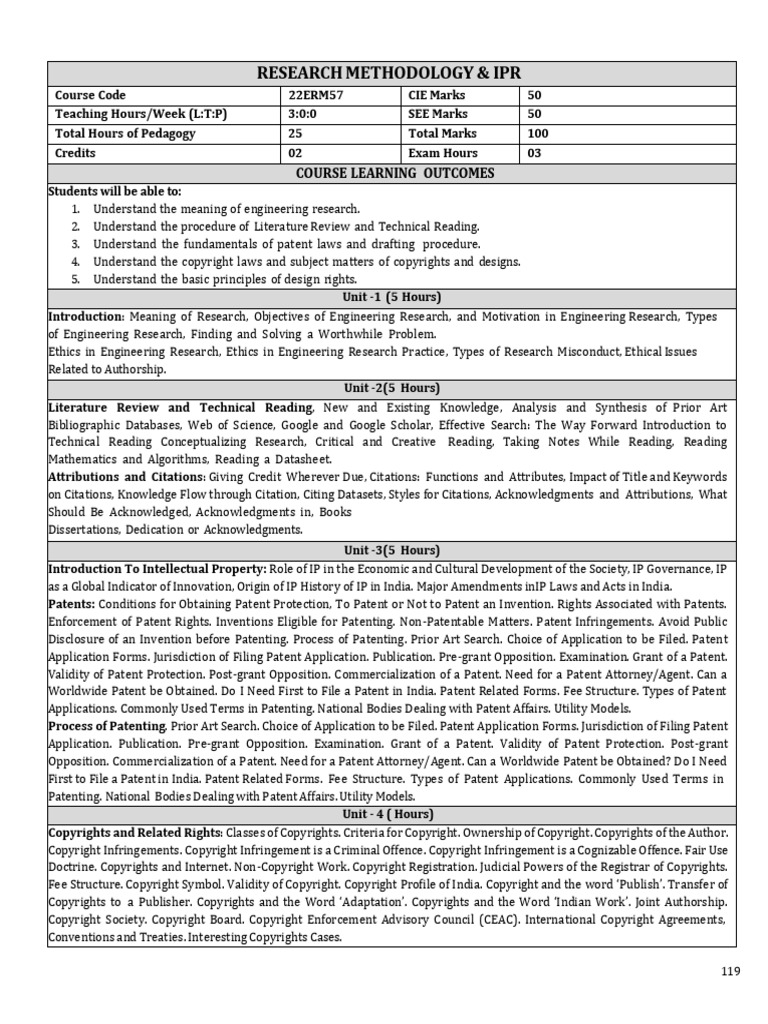 Research Methodology & IPR_22ERM57 | PDF | Patent | Copyright