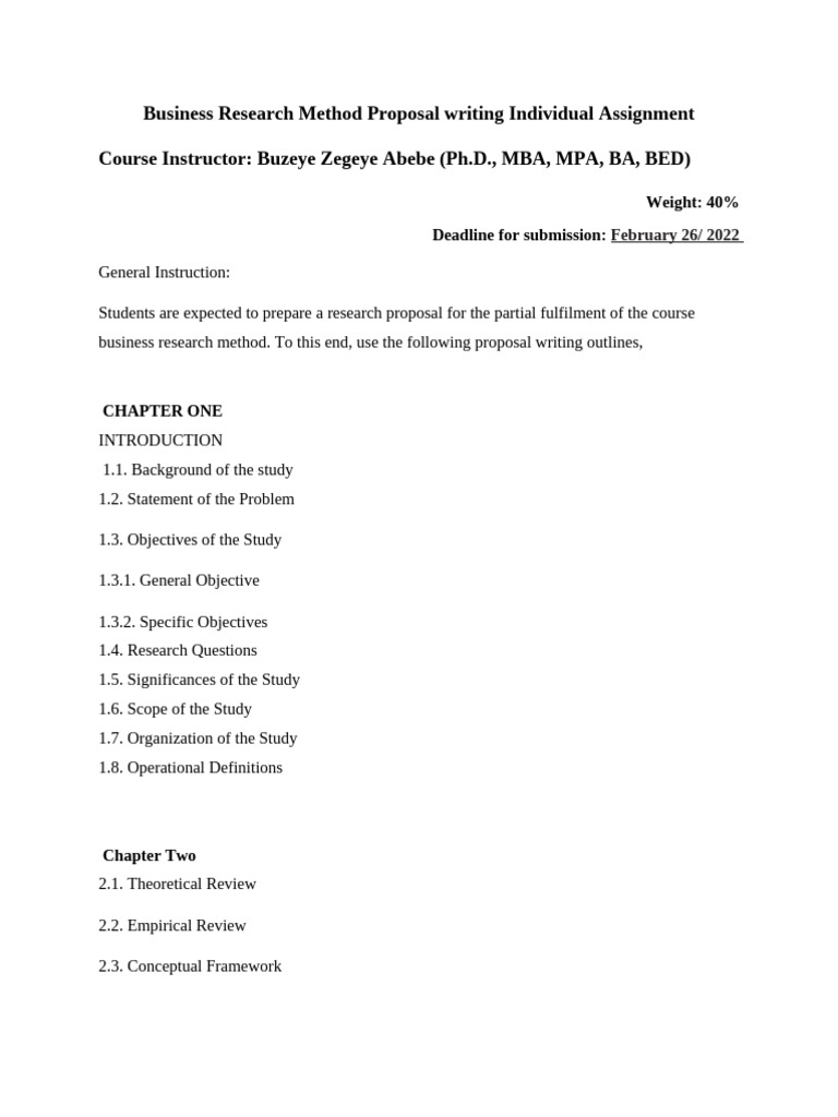 BRM Proposal writing Individual assignment | PDF