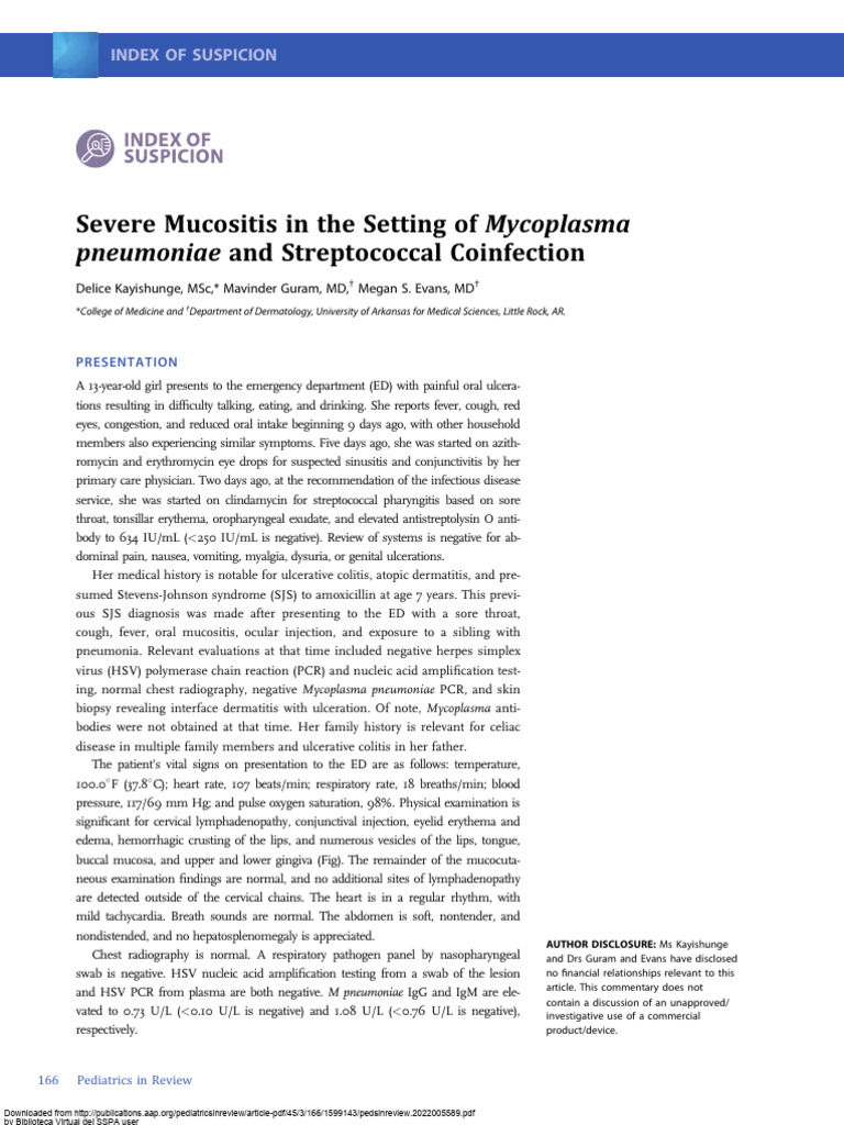 Mucositis Por Mycoplasma | PDF | Microbiology | Medical Specialties