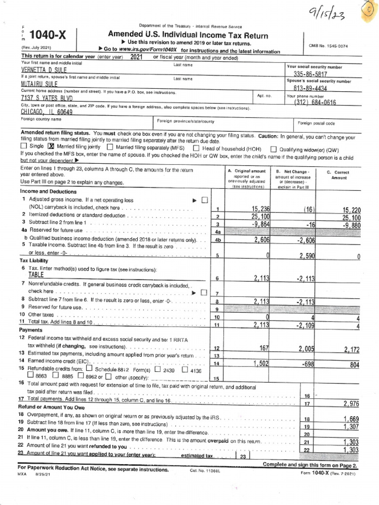 2021 Tax Amends and Documents | PDF