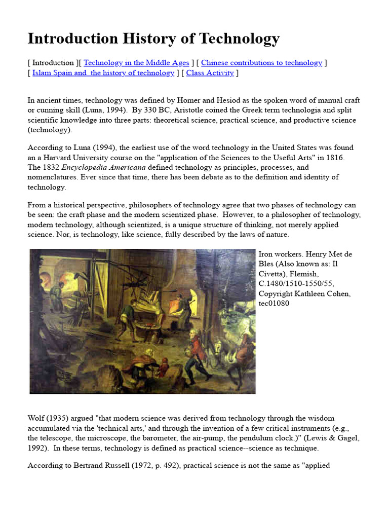 Introduction to the History of Technology | PDF | Science | Philosophy ...