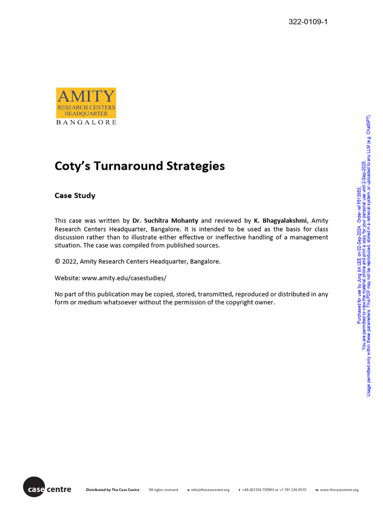 Coty Turnaround Strategy | PDF