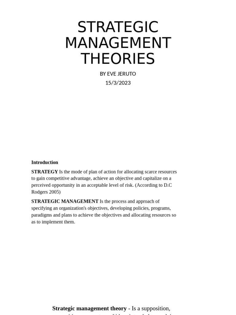 Strategic Management Theories | PDF | Strategic Management ...