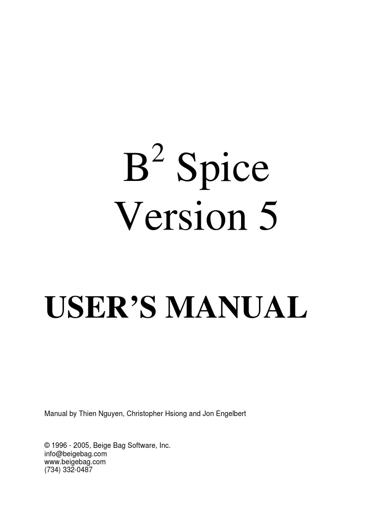 B2 Spice Version 5 | PDF | Spice | Electrical Network