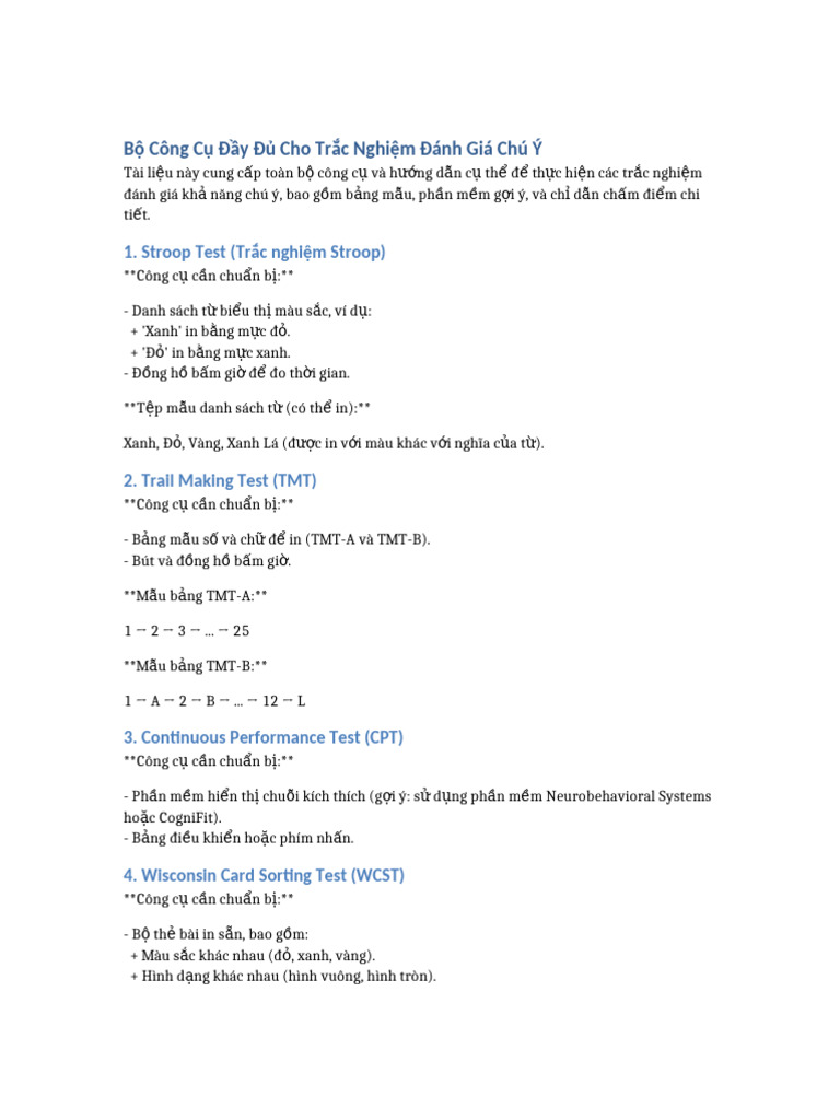 Bo Cong Cu Trac Nghiem Chu Y | PDF