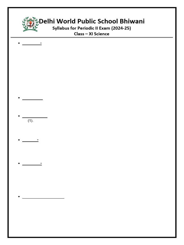 Class XI Science Periodic II Syllabus | PDF