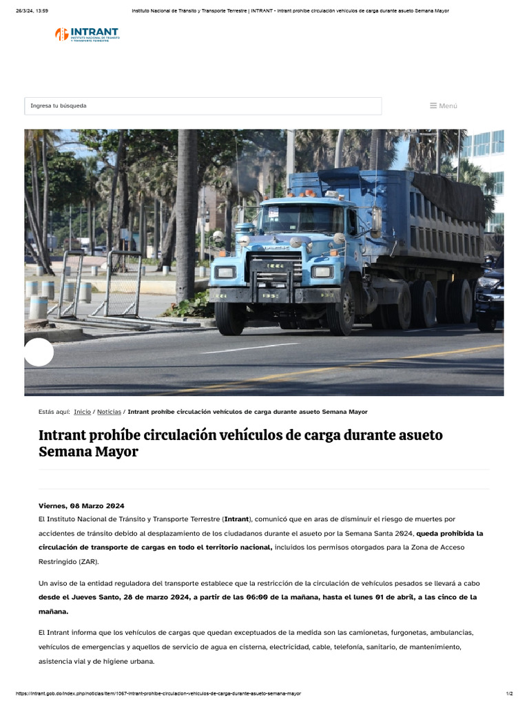 Instituto Nacional de Tránsito y Transporte Terrestre - INTRANT ...