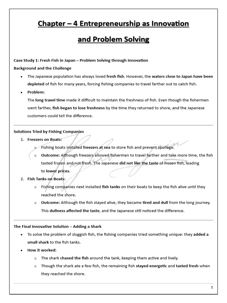 Chapter - 4 Entrepreneurship As Innovation and Problem Solving | PDF ...