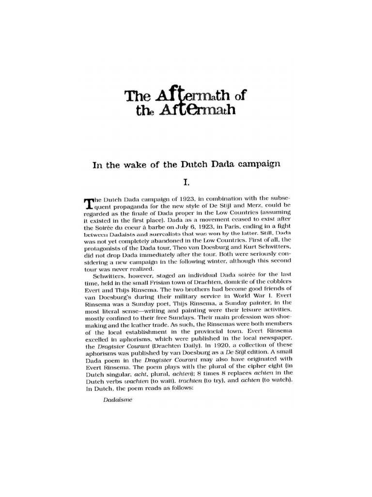 The Aftermath of The Aftermath. in The Wake of The Dutch Dada Campaign ...