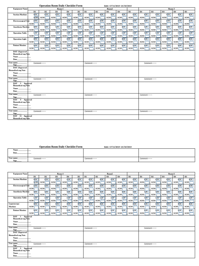 OR Check list (1) | PDF | Anesthesia