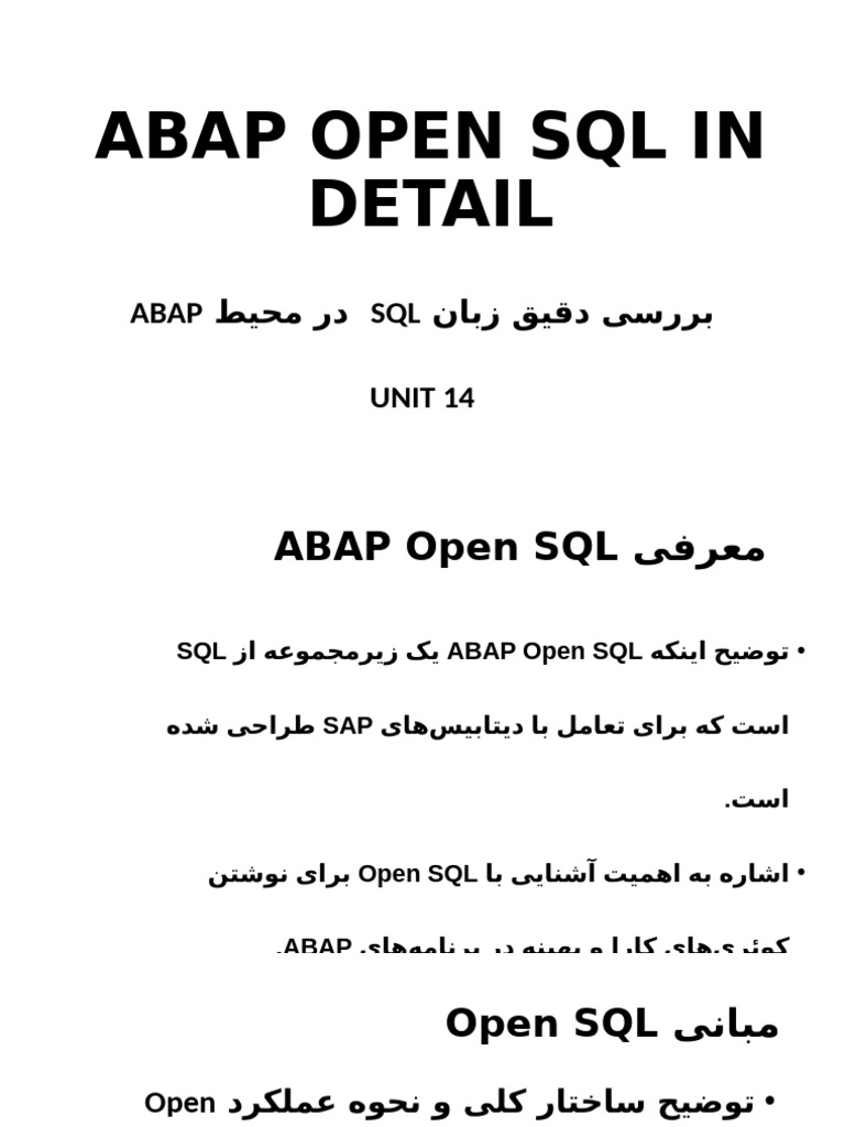 Abap Open SQL in Detail | PDF