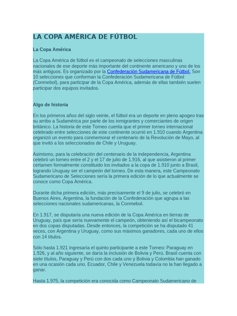 Copa América 2024 | PDF | Asociación Internacional de Competiciones de ...
