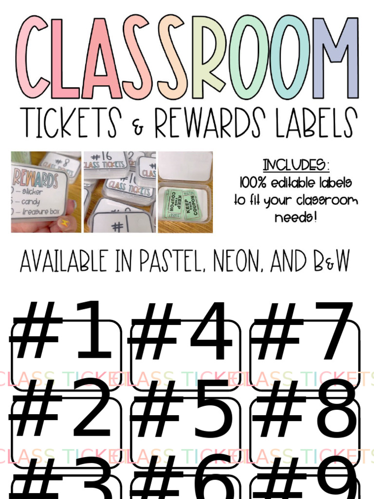 EDITABLEClassTicketsRewardsLabels 1 | PDF
