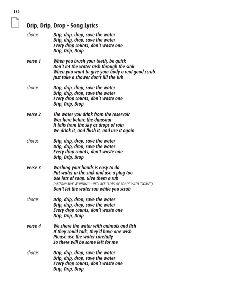 Drip Drip Drop Sing Along (Lyrics) NBSP | PDF